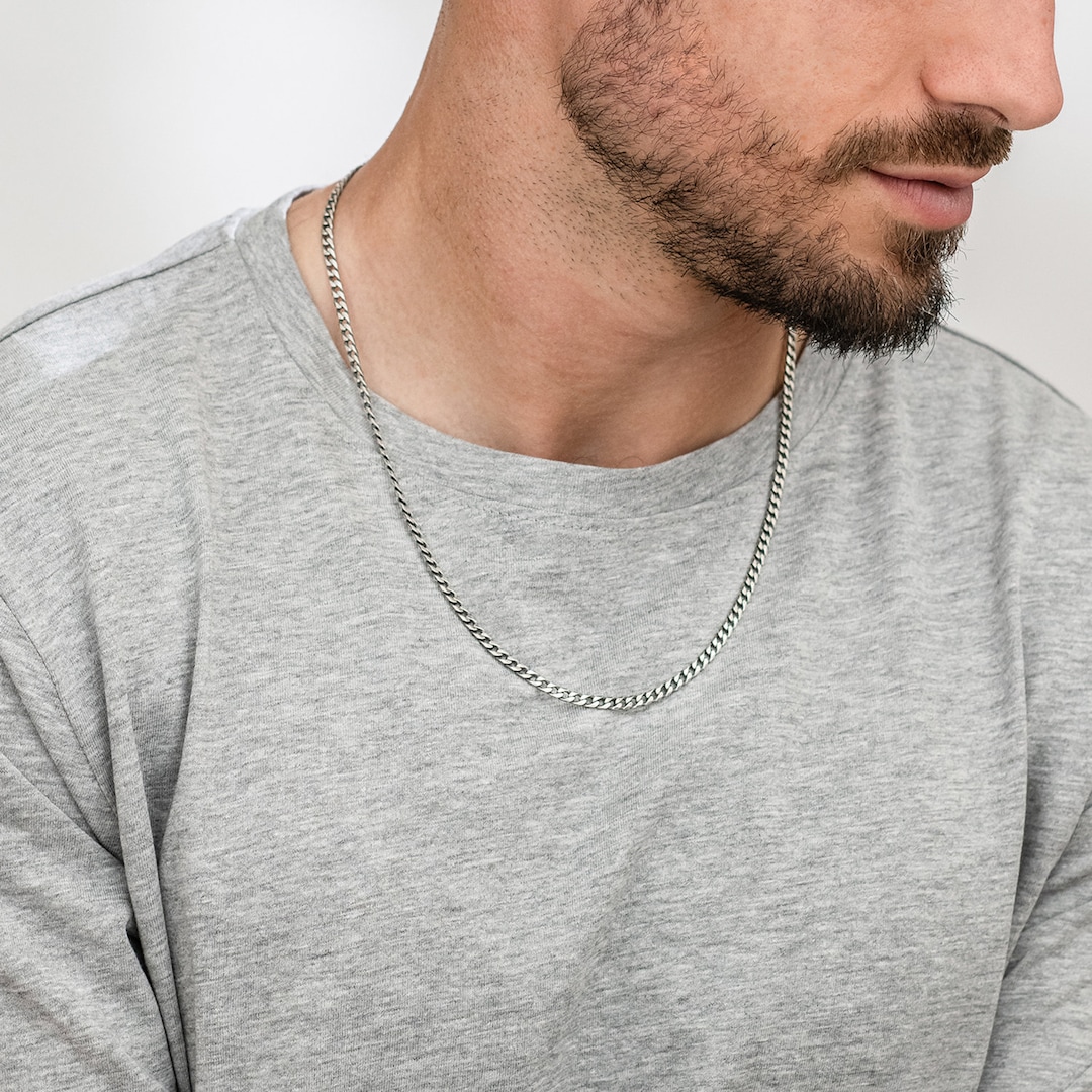 Men's Curb Chain Necklace in Silver 925 • Simple Manly Minimalist ...