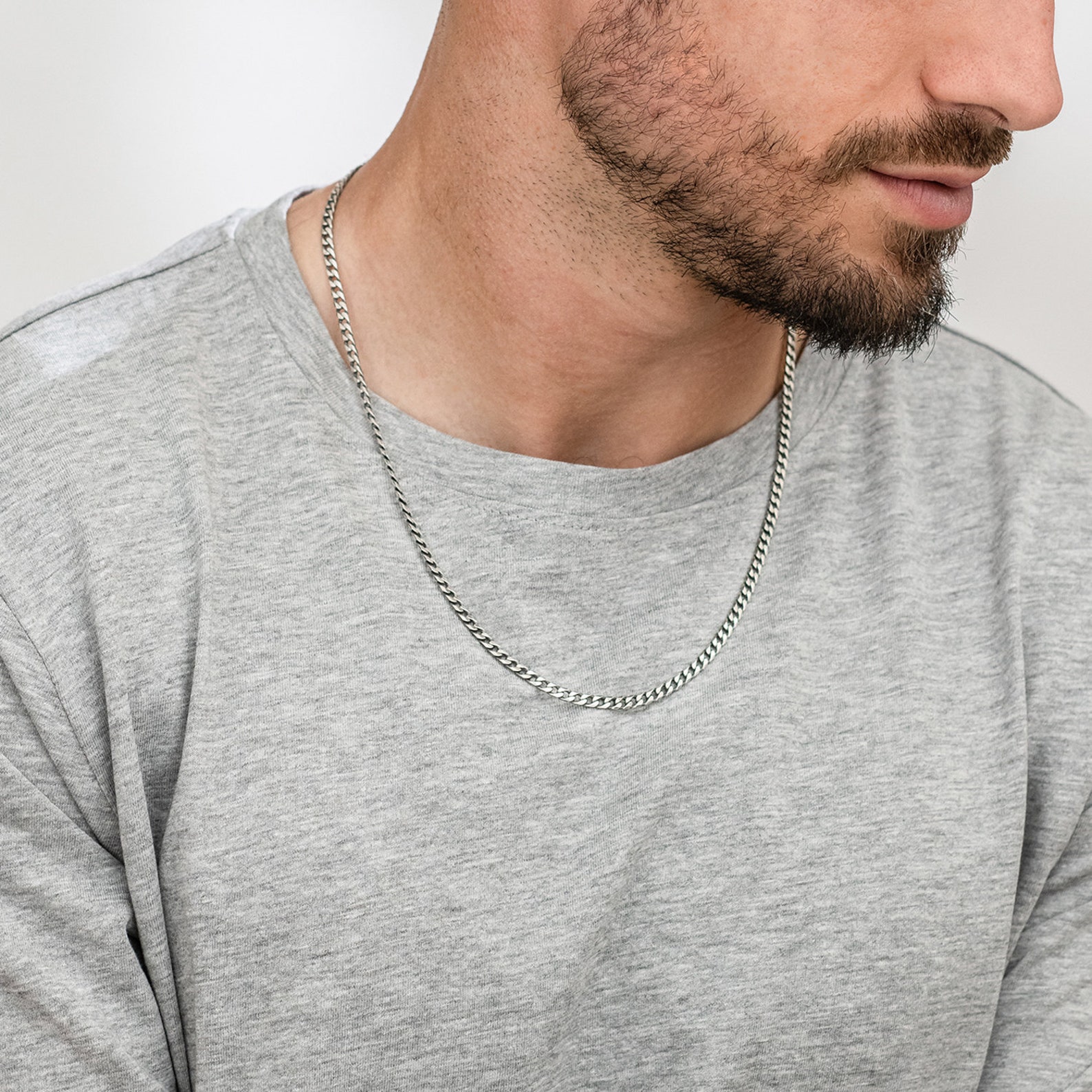 Men's Curb Chain Necklace in Silver 925 • Simple Manly Minimalist ...