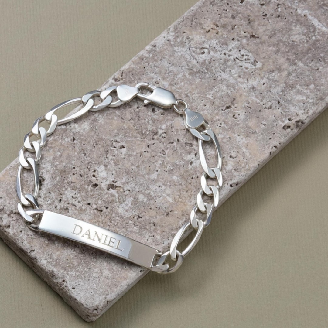 Personalized Men’s ID Bracelet | Custom Engraved Bracelet | Silver 925 ...