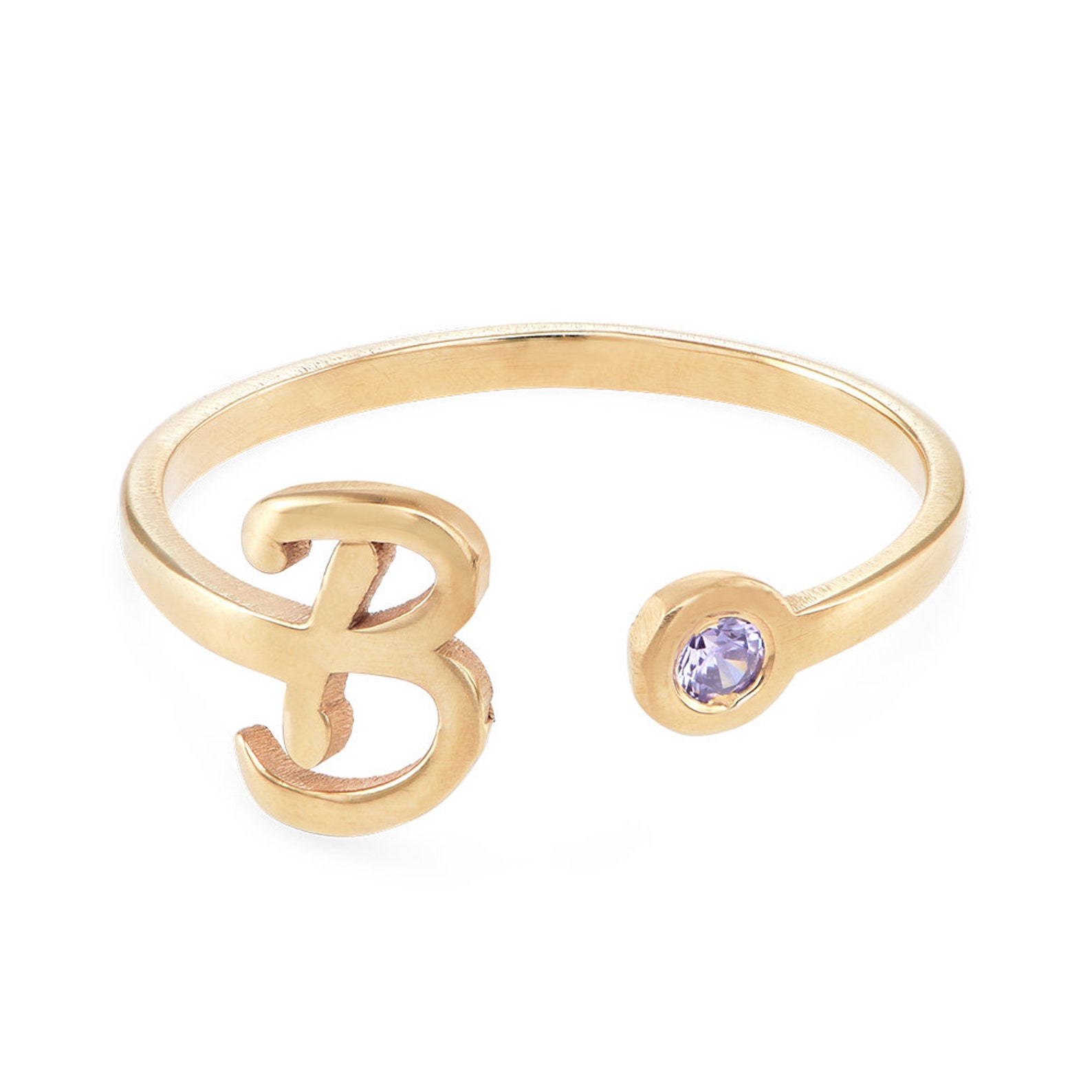 Personalized Custom Initial Birthstone Ring Gold Midi - Etsy