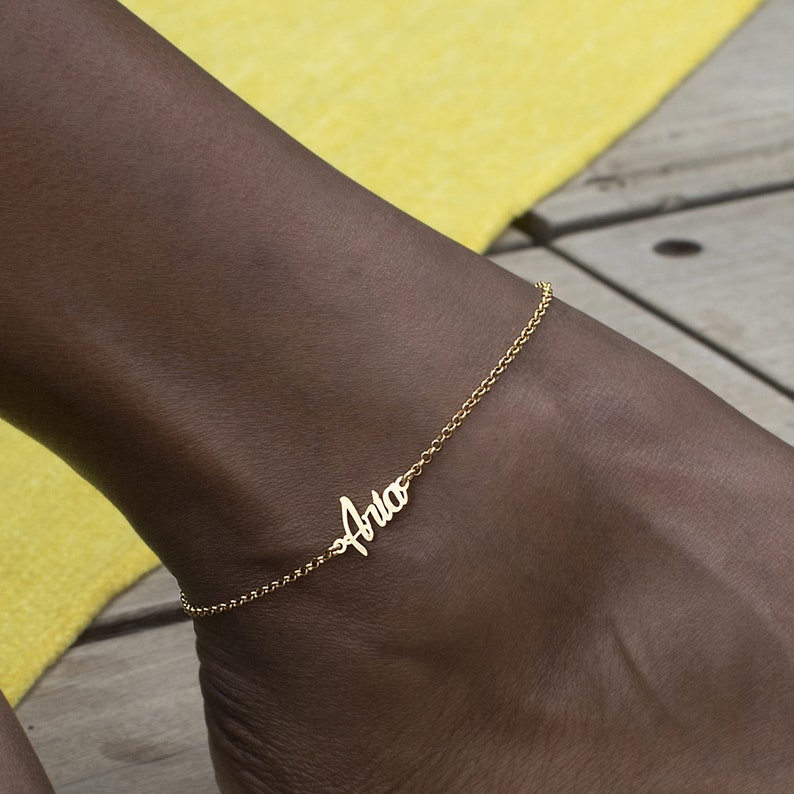 Personalized Gold Name Bracelet Anklet • Gold Custom Name Anklets ...