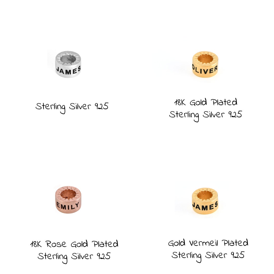 Small Engraved Extra Beads for Necklace or Bracelet in Sterling Silver ...