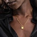 Engraved Padlock Charm Link Chain Necklace Gold Silver 925 ...