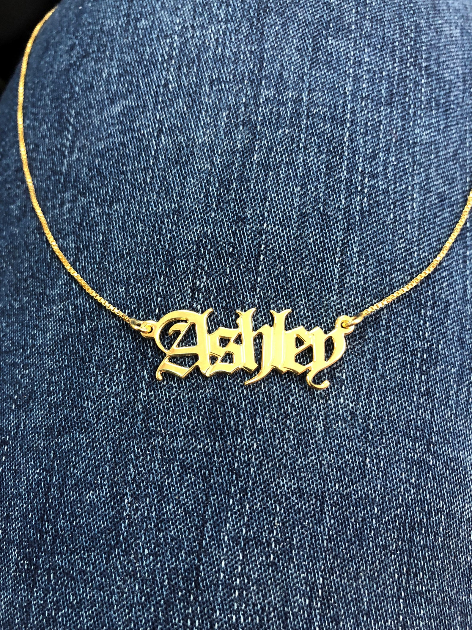 Personalized Old English Nameplate Necklace in Gold Silver 925 | Etsy