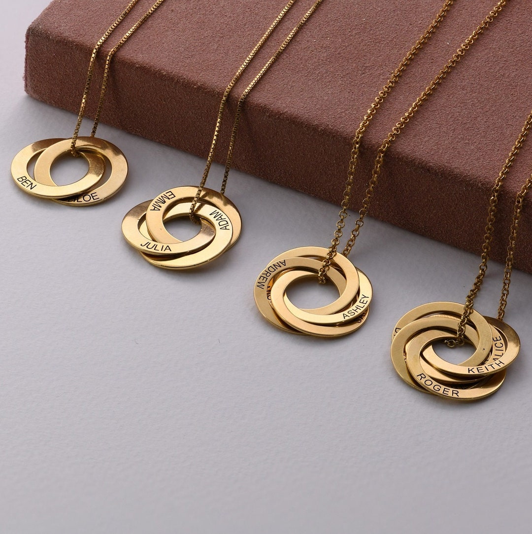 Customized up to 5 Russian Rings Pendant Necklace • Multiple Circle ...
