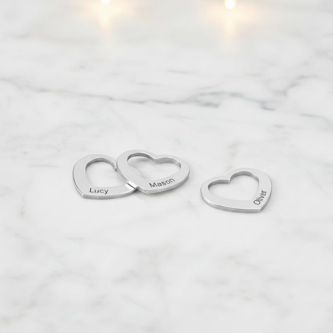 Custom Name Heart Charms Only | Bracelet Add-on Charms | Personalized ...