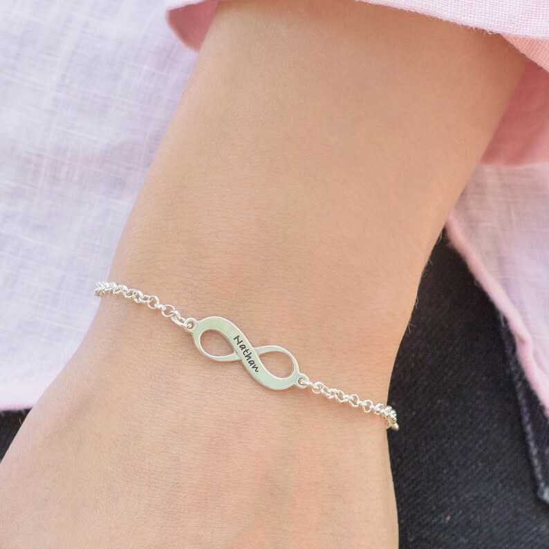 Engraved Infinity Anklet Bracelet With Custom Engraving in | Etsy