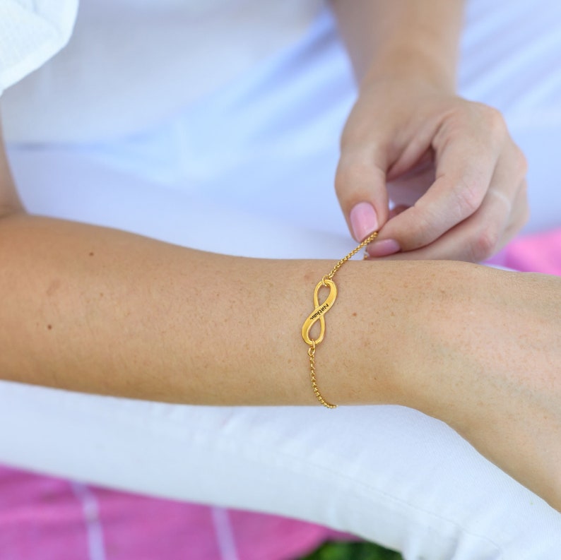 Engraved Infinity Anklet Bracelet With Custom Engraving in | Etsy