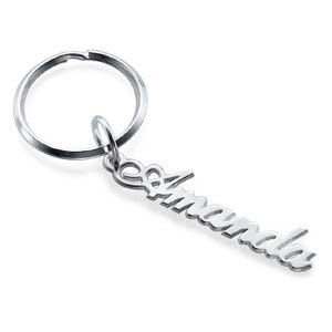 Personalized Name Keychain Custom Engraved Silver 925 Personalize Gift ...