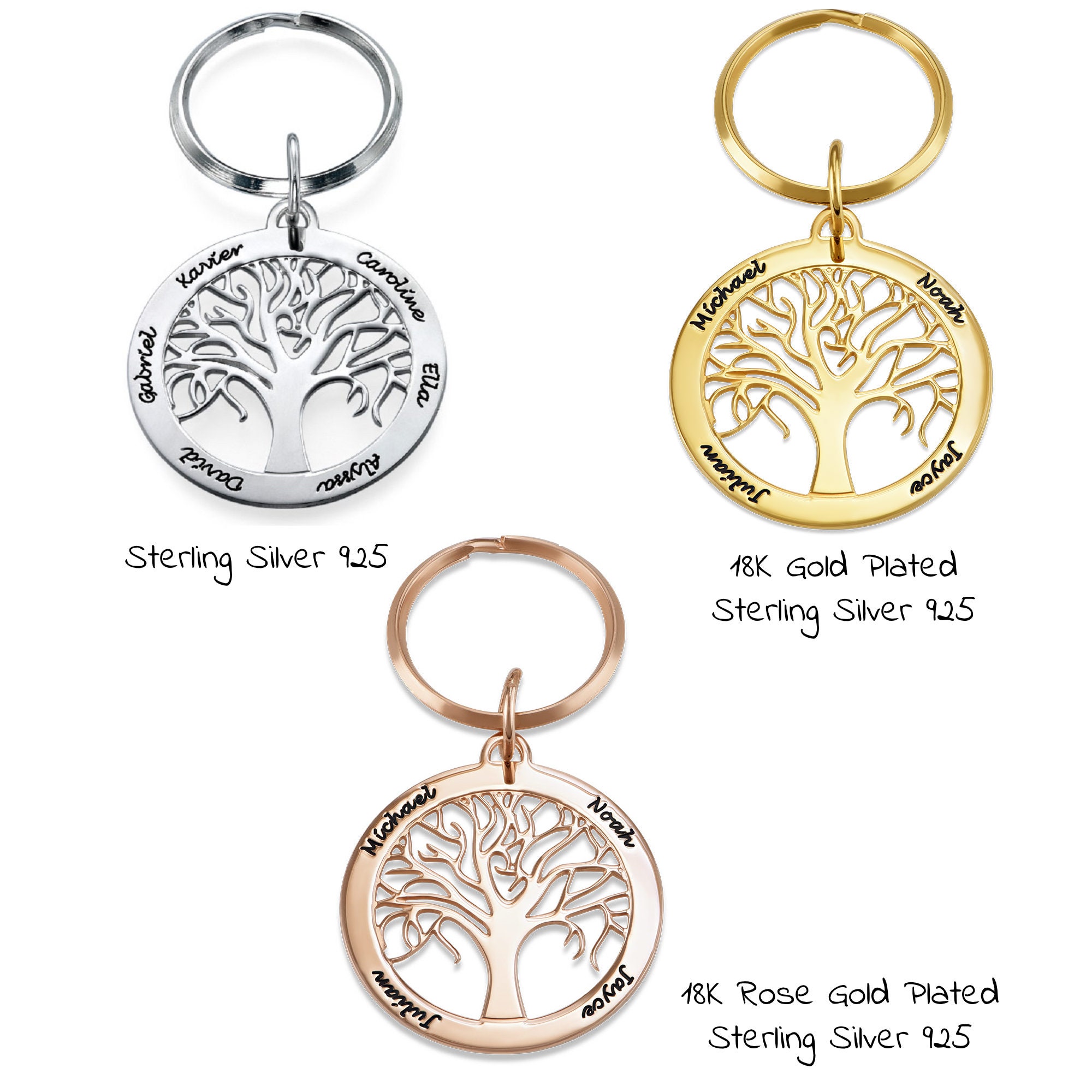 Personalized Family Tree Key Chain Custom Engraved With Any - Etsy