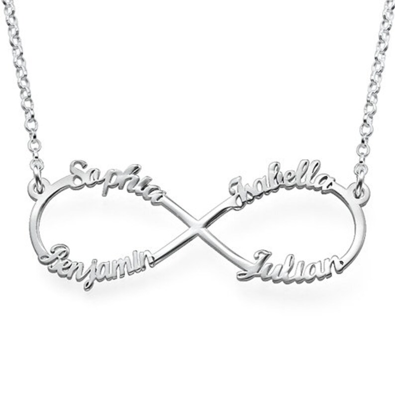 Personalized 4 Names Infinity Necklace Silver 925 Multiple - Etsy
