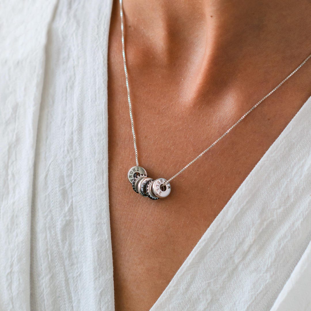Engraved Beads Necklace • Personalized Engraved Disc Candy Pendant ...
