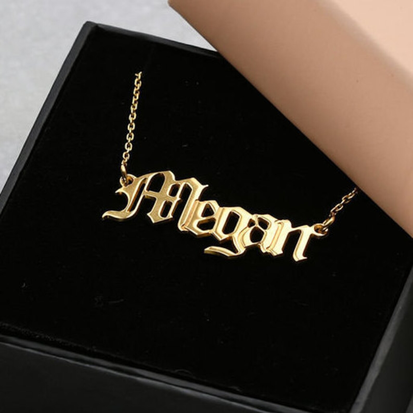 Personalized Old English Nameplate Necklace in Gold Silver 925 - Etsy