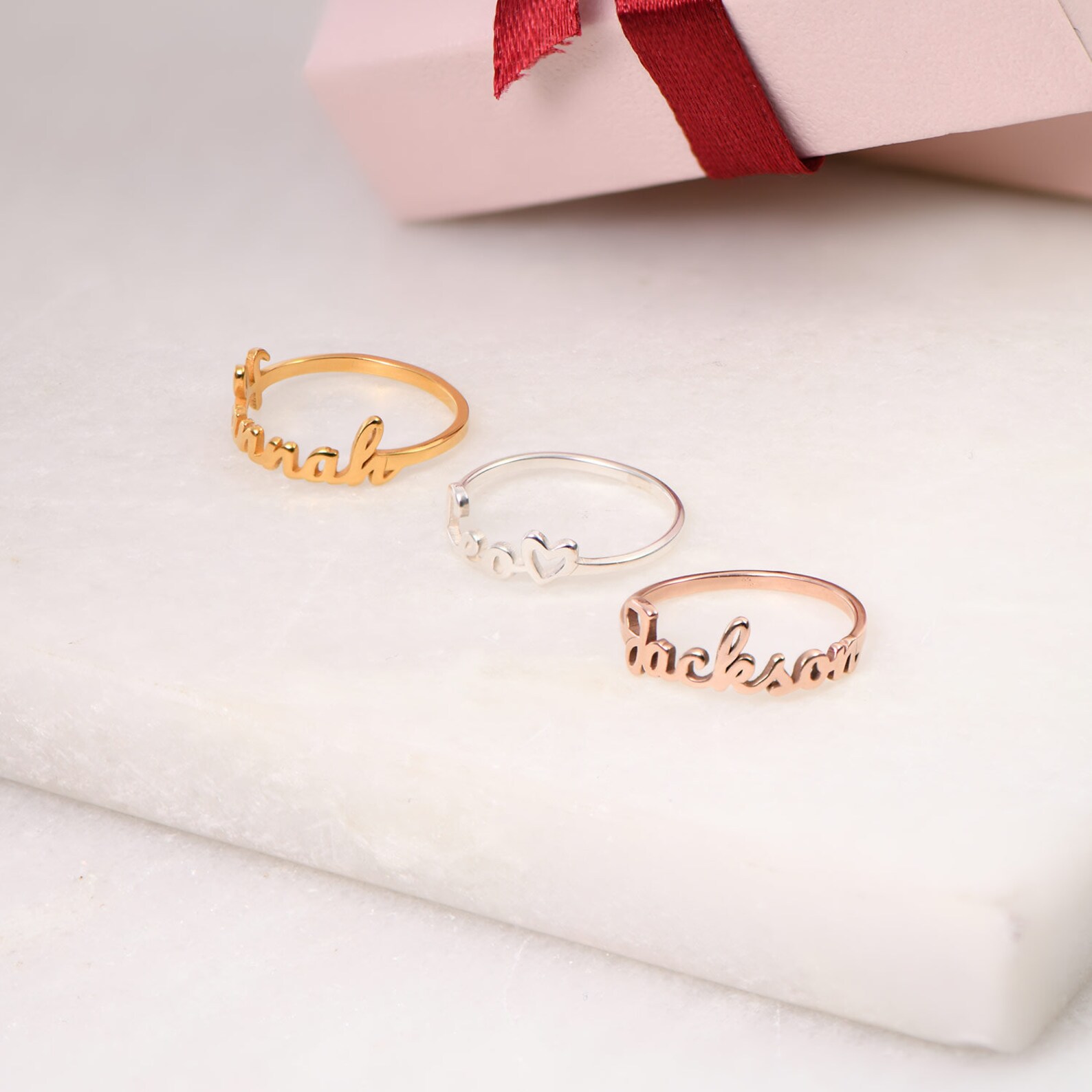 Personalized Stackable Script Name Ring in Sterling Silver 925 - Etsy