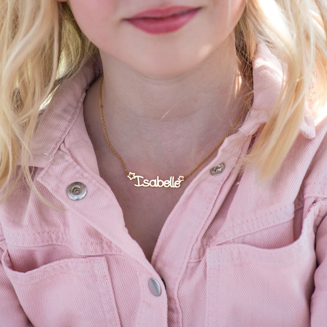 Girls Star Name Necklace • Personalized Custom Nameplate Necklaces for ...