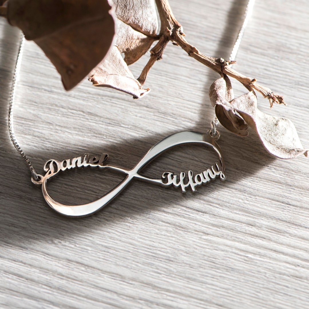 Personalized Custom 2 Names Infinity Necklace • Silver 925 • Engraved ...