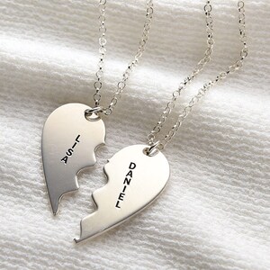 Custom Engraved Two Piece Broken Heart Necklace for Couples Rose Gold ...