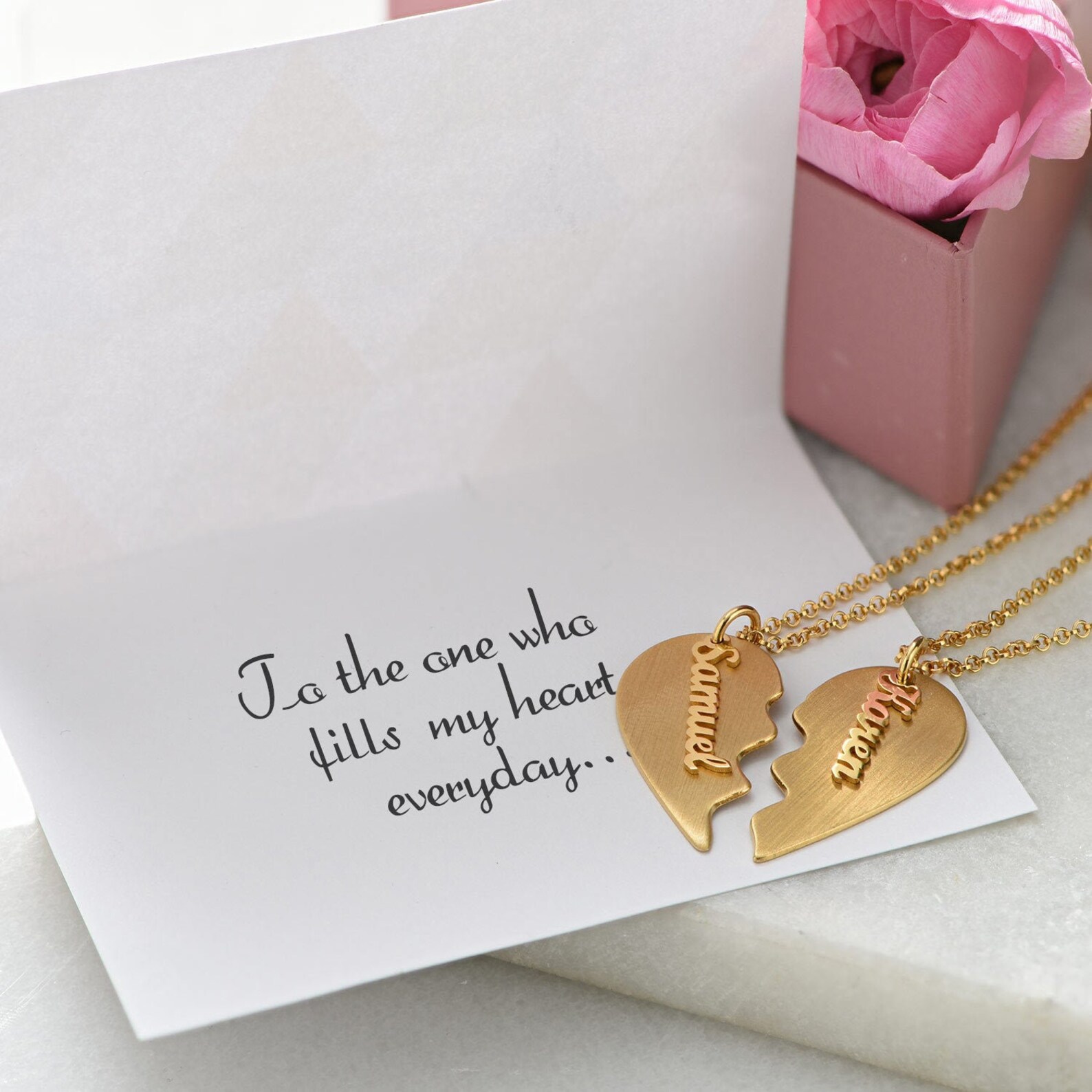 Custom-made Couple Breakable Heart Double Name Necklace • Personalized ...