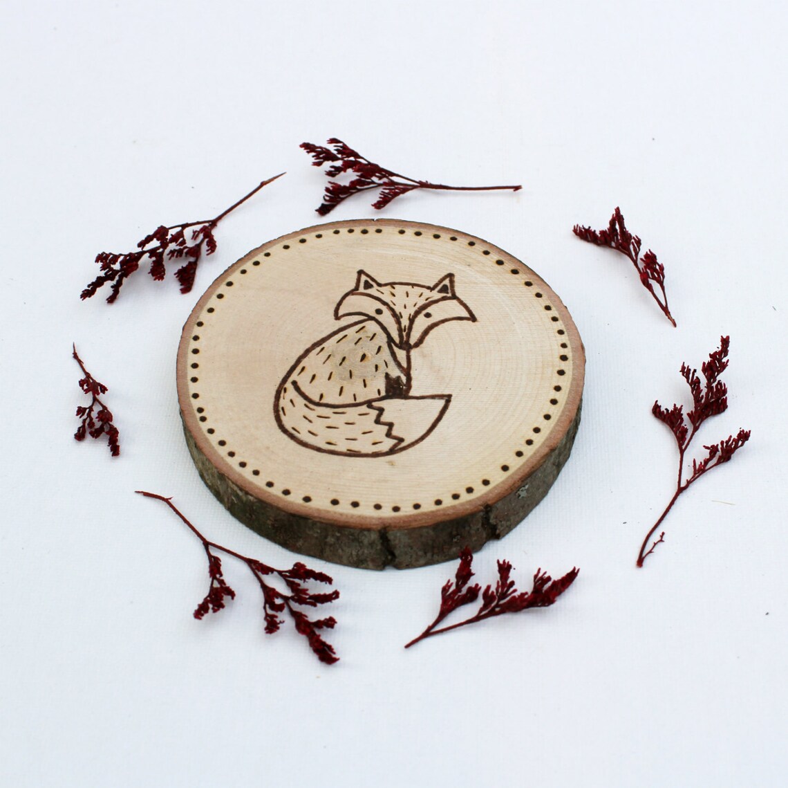 Folk Foxes Wood Coasters Fox Wood-burned Coasters Fox - Etsy