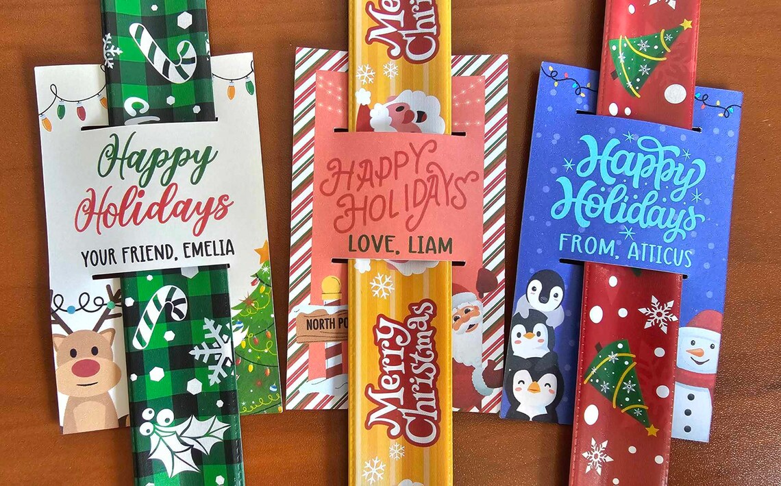 Christmas Party Favors, Slap Bracelet Favors, Christmas Classroom Gift ...