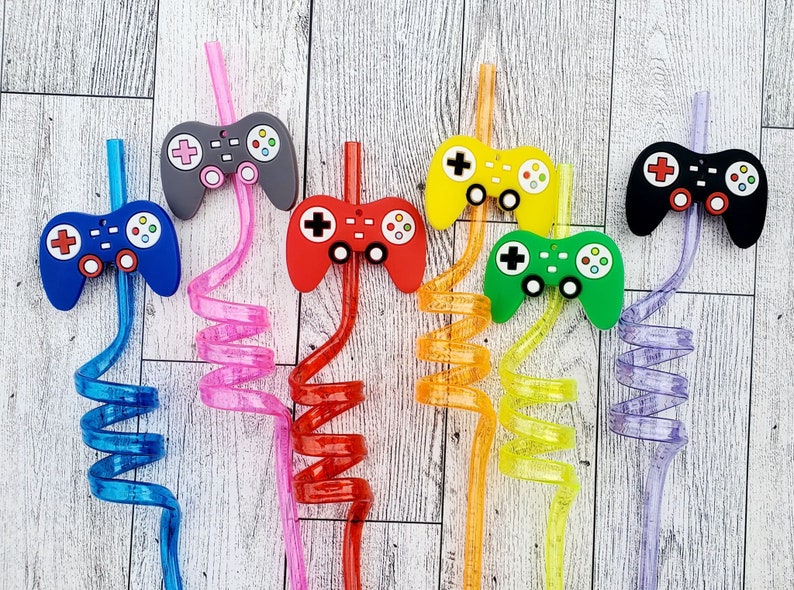 Video Game Controller Reusable Straw Favor, Kids Party Favors, Gaming ...