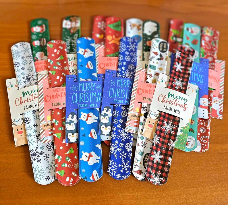 Christmas Party Favors, Slap Bracelet Favors, Christmas Classroom Gift ...