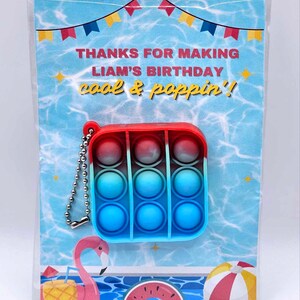 Pool Party Pop It Favors, Summer Birthday Party, Kids Pool Party, Kids ...