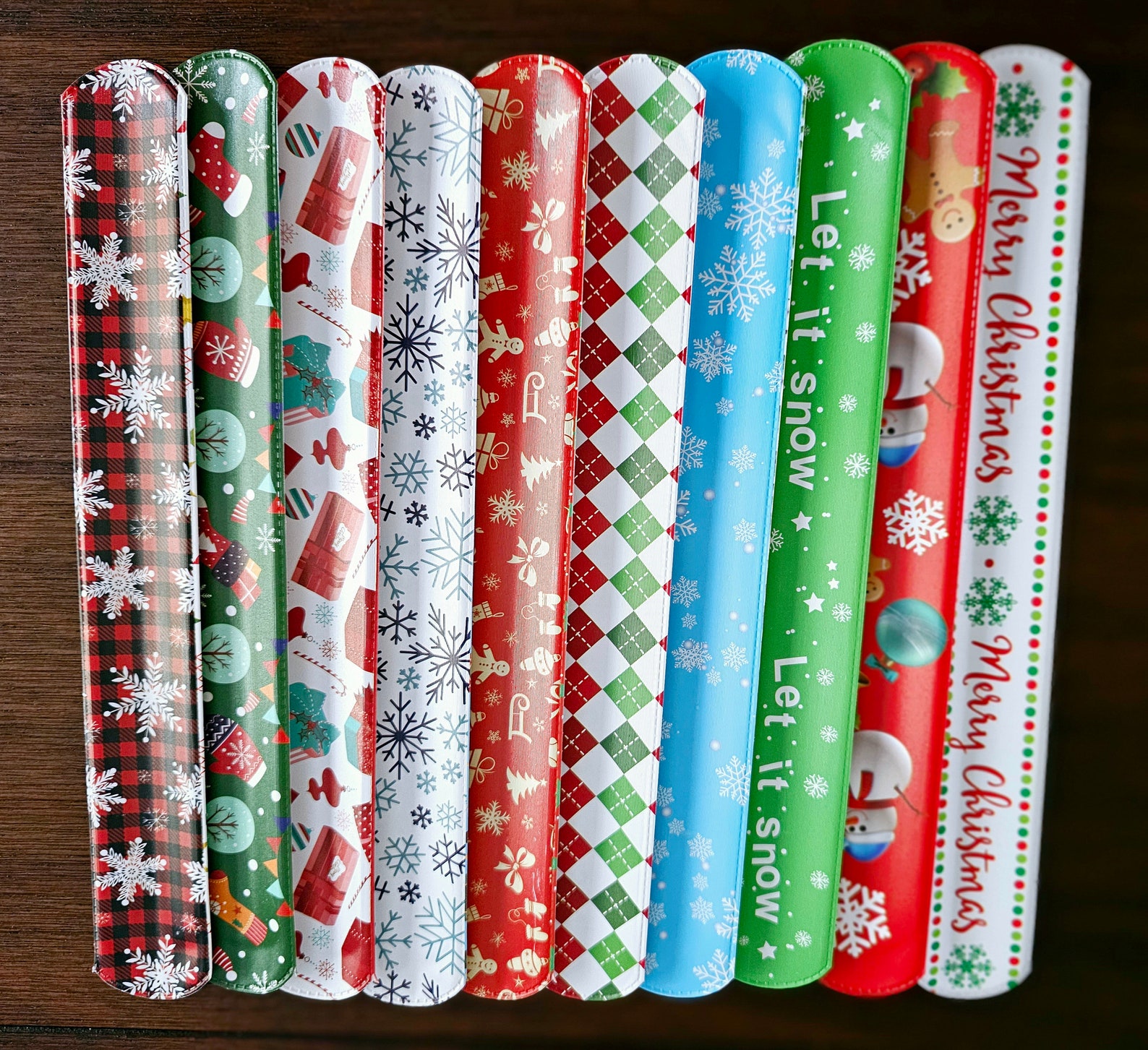 Christmas Party Favors, Slap Bracelet Favors, Christmas Classroom Gift ...