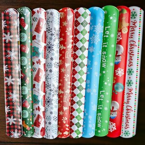 Christmas Party Favors, Slap Bracelet Favors, Christmas Classroom Gift ...