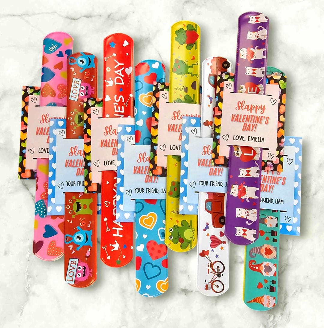 Valentine's Day Party Favors, Slap Bracelet Favors, Valentine Classroom ...