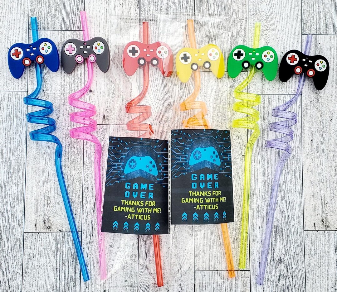 Video Game Controller Reusable Straw Favor, Kids Party Favors, Gaming ...