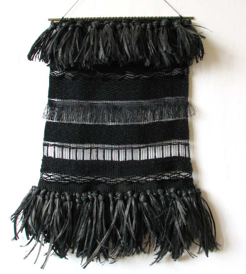 Woven Wall Hanging Handwoven Tapestry Black Dark Tapestry - Etsy