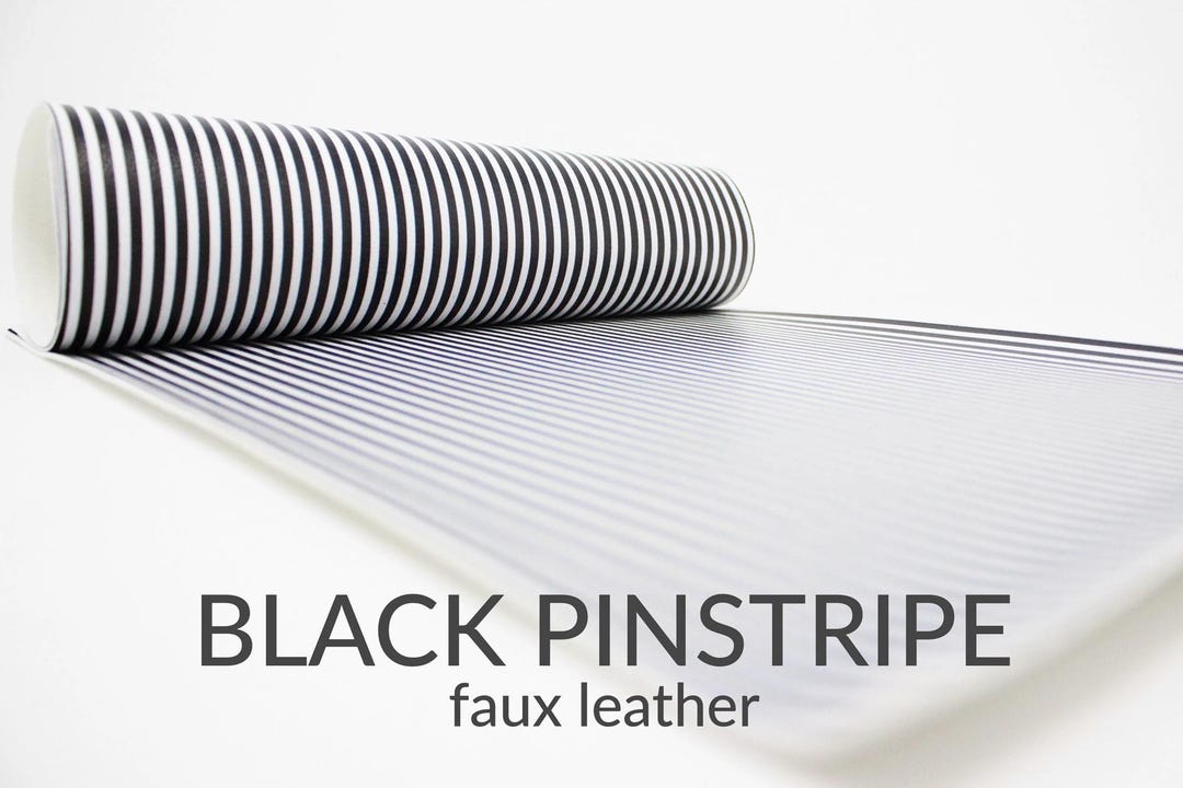 5 Sheets X BLACK PINSTRIPE Faux Leather Fabric | Striped Faux Leather ...