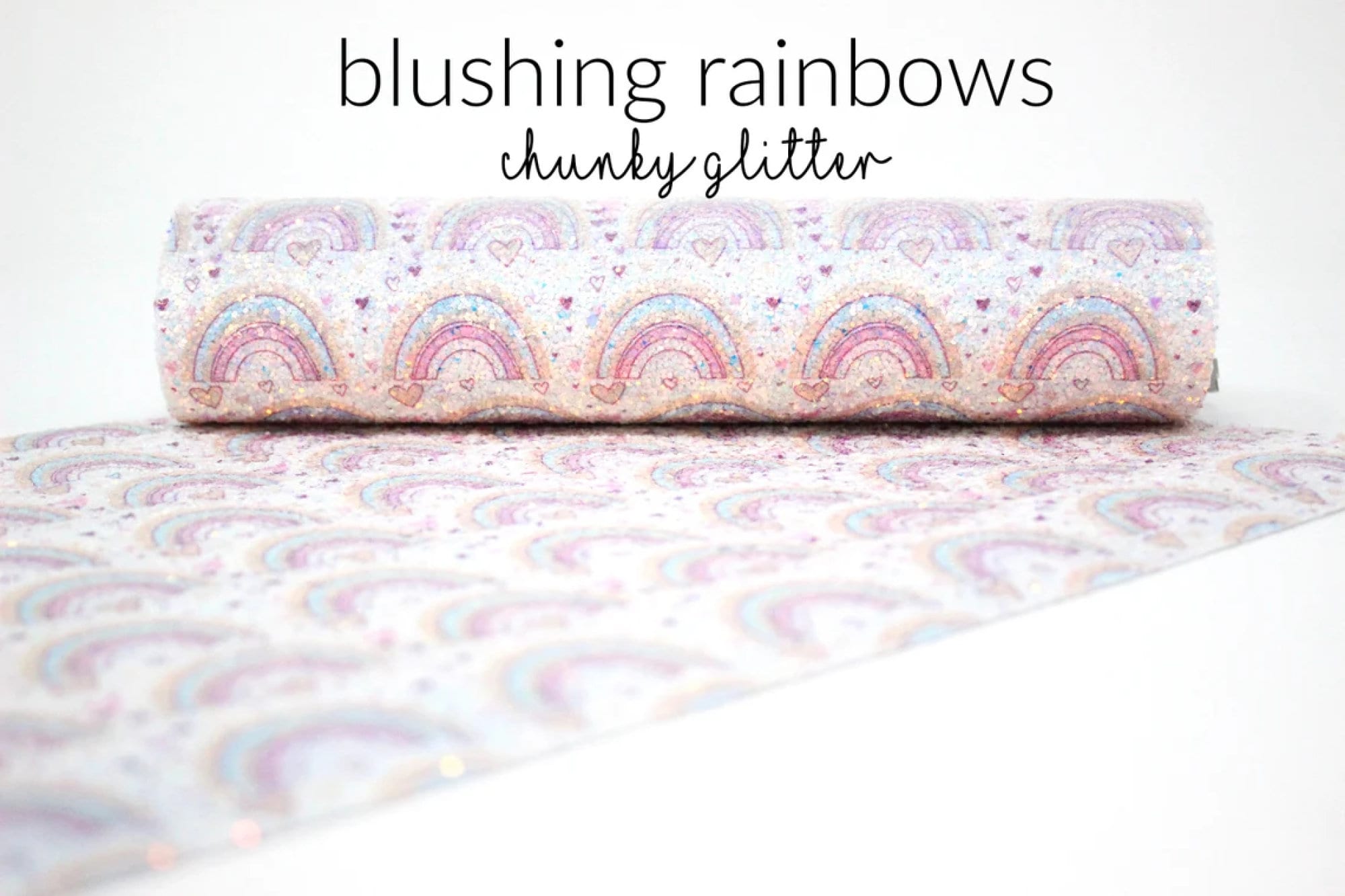 Rainbows Glitter Fabric | Rainbow Print Chunky Glitter Canvas Sheets ...