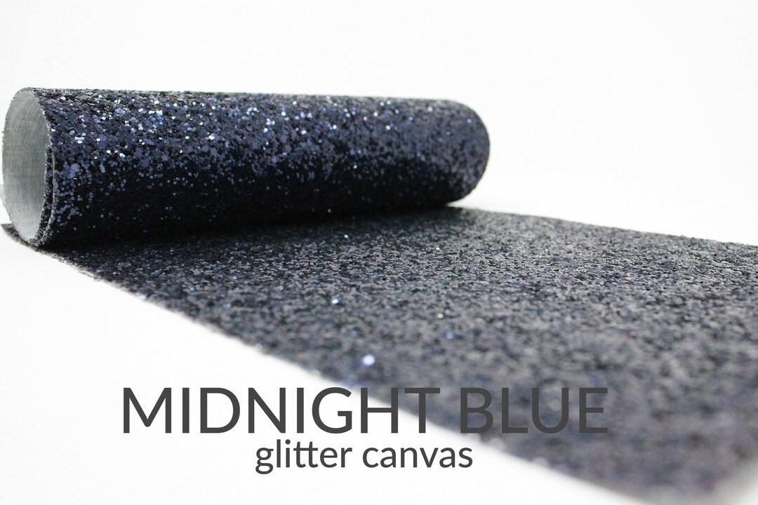 MIDNIGHT BLUE Glitter Canvas 99+ Colors | Chunky Glitter Fabric ...