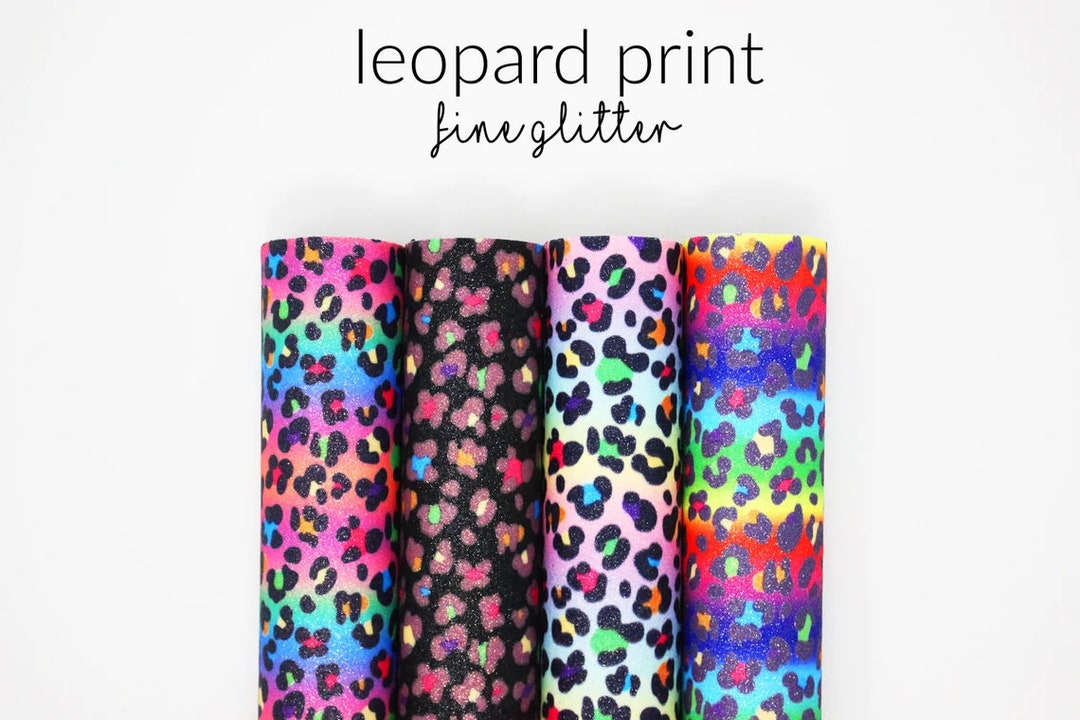Rainbow Leopard Print Fine Glitter Canvas | 90s Inspired Neon Leopard ...