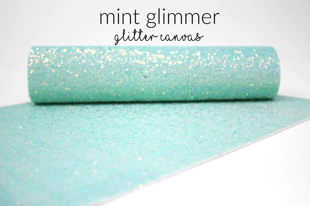 5 Sheets X MINT GLIMMER Chunky Glitter Fabric | Blue Green Glitter ...