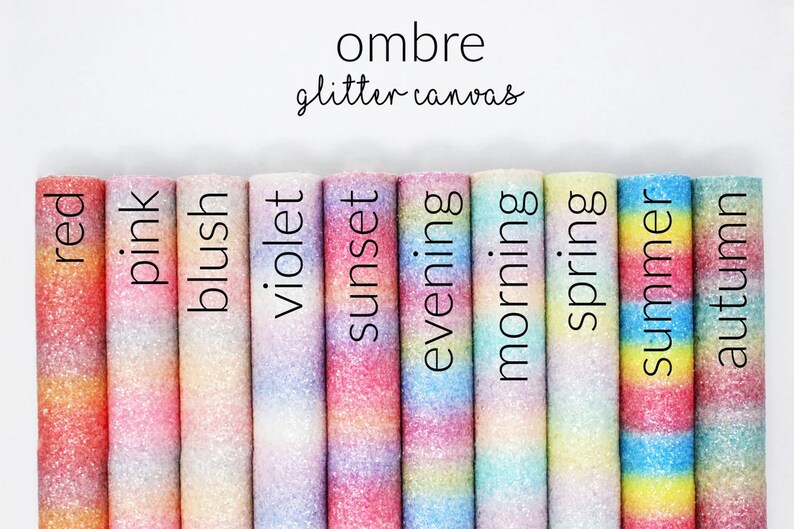 5 Sheets X SUNSET OMBRE Chunky Glitter Fabric | Red Purple Glitter ...
