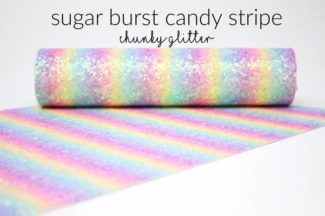 5 Sheets X SUGAR BURST Candy Stripe Chunky Glitter Fabric | Glitter ...