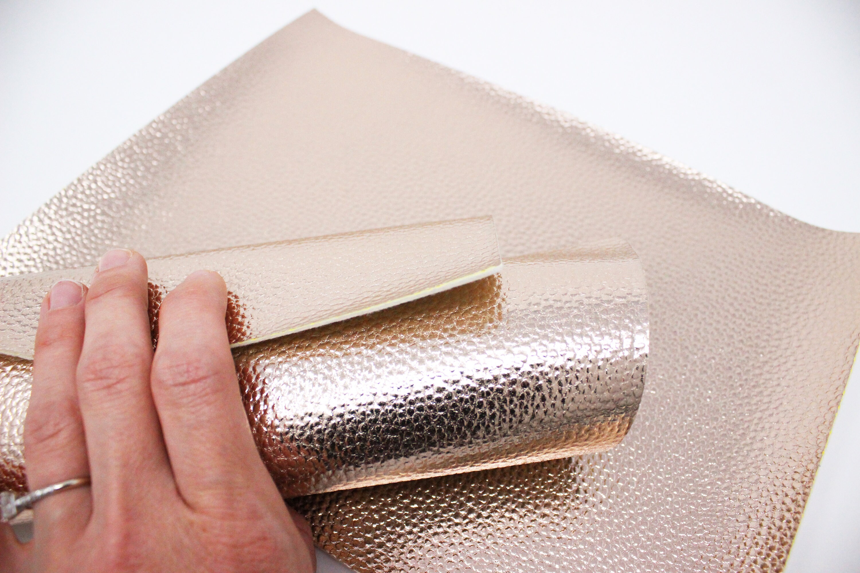 ROSE GOLD Faux Leather Fabric TEXTURED Gold Gloss Faux - Etsy