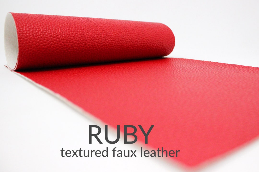 RED Faux Leather Fabric TEXTURED | Ruby Faux Leather Fabric | Red Faux ...