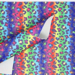 Rainbow Leopard Print Fine Glitter Canvas | 90s Inspired Neon Leopard ...