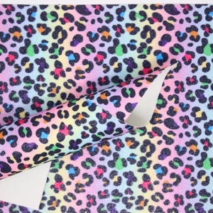 Rainbow Leopard Print Fine Glitter Canvas | 90s Inspired Neon Leopard ...