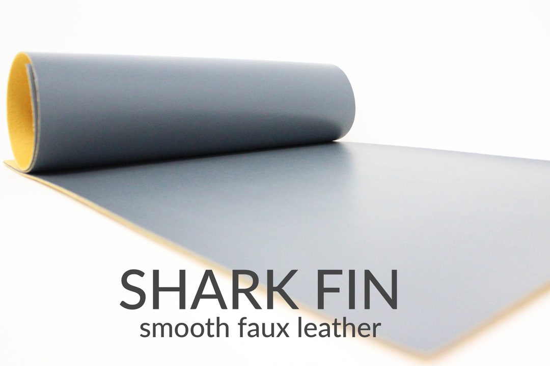 5 Sheets X SHARK FIN Faux Leather Fabric | Gray Smooth Faux Leather ...