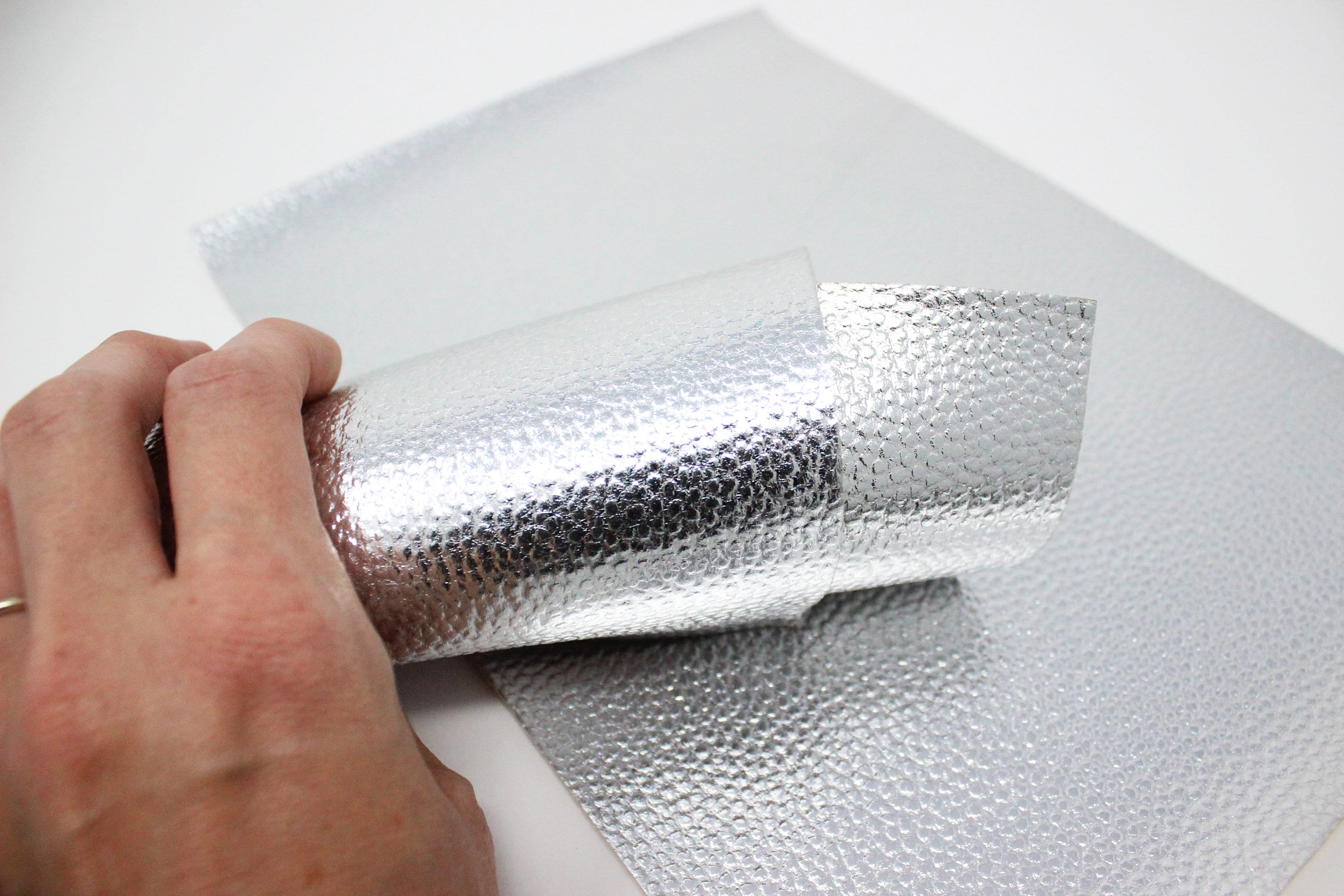 5 Sheets X SILVER GLOSS Textured Faux Leather Fabric | Metallic Look ...
