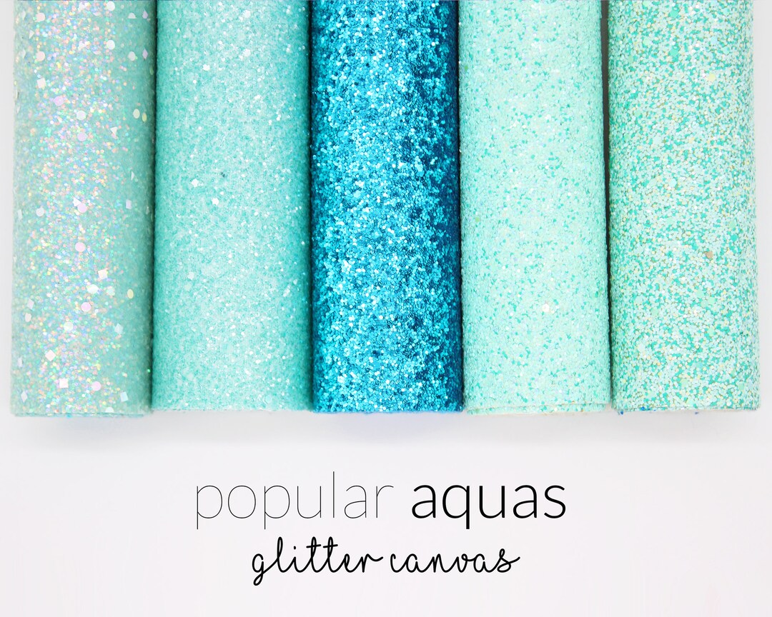 10 Sheets X POPULAR AQUAS Chunky Glitter Fabric | Blue Green Glitter ...