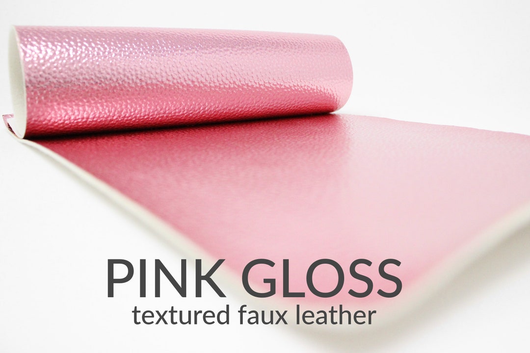 PINK GLOSS Faux Leather Fabric TEXTURED | Pink Leather Fabric | Pink ...