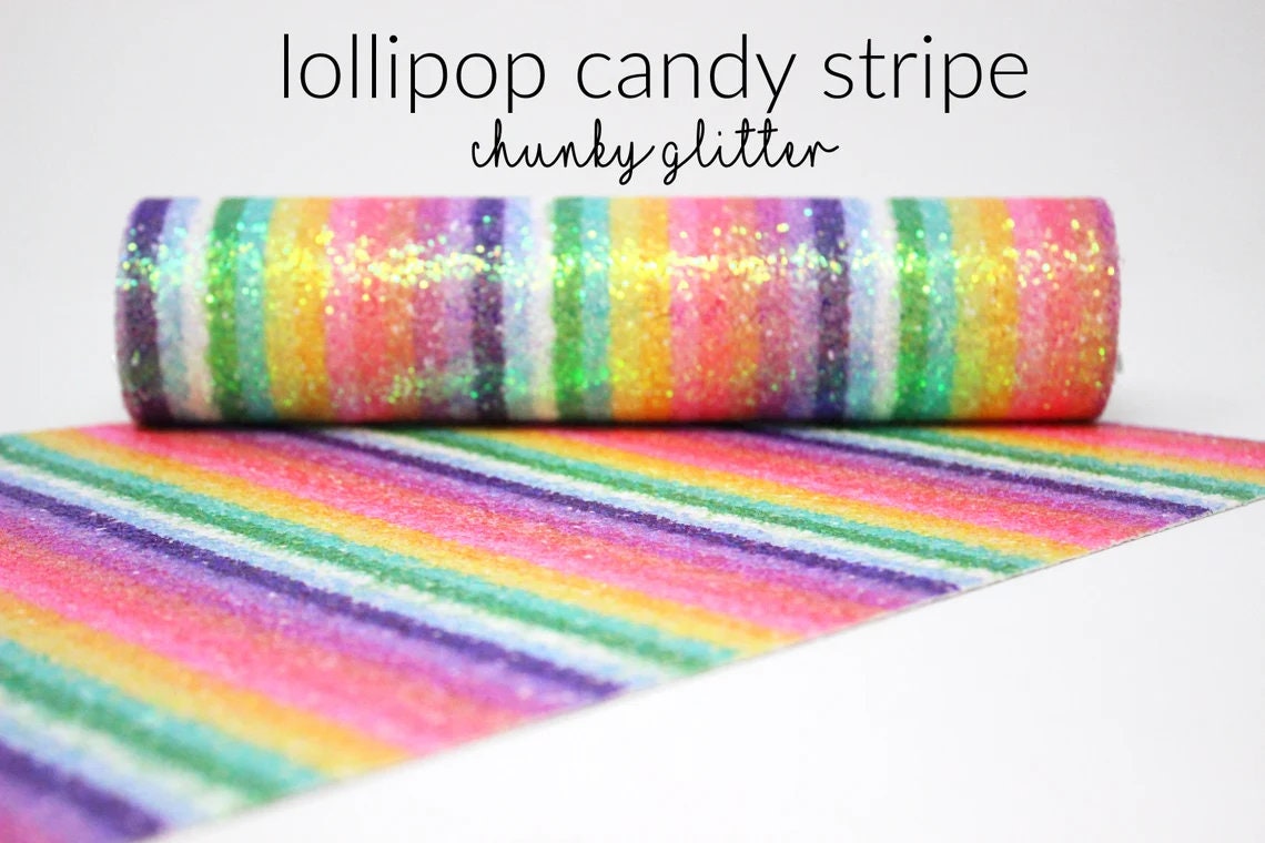 10 Sheets X CANDY STRIPE Chunky Glitter Fabric | Rainbow Glitter Craft ...