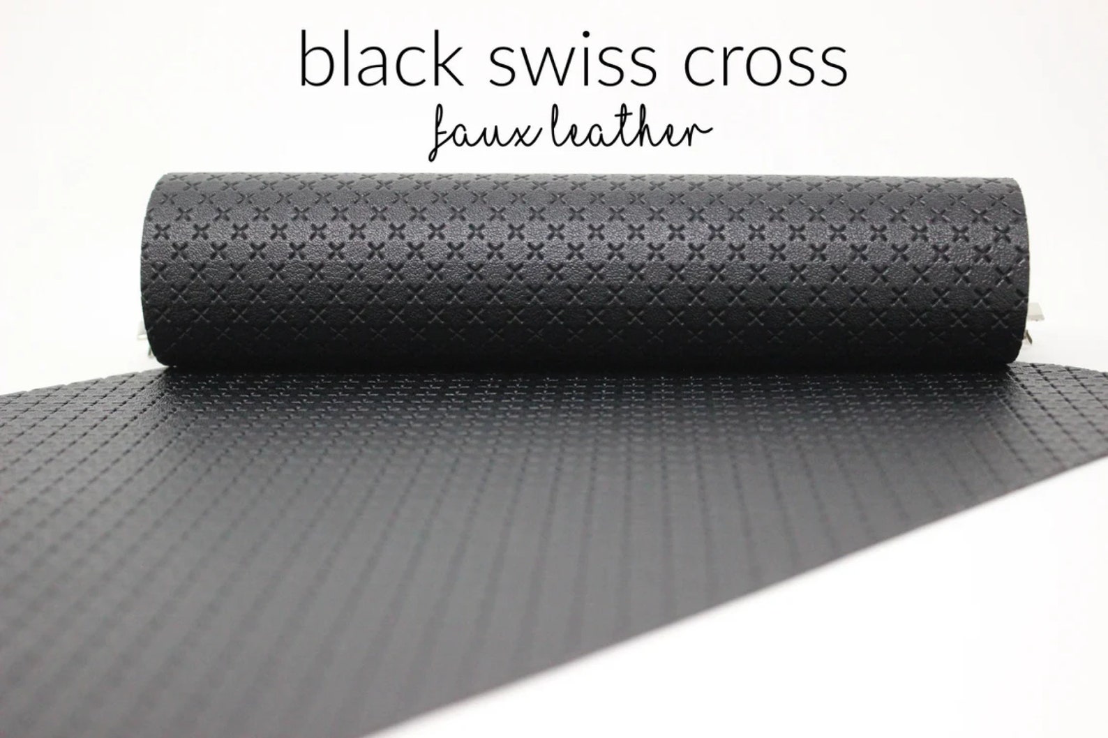 Black Swiss Cross Faux Leather Sheets Plus Sign Embossed - Etsy