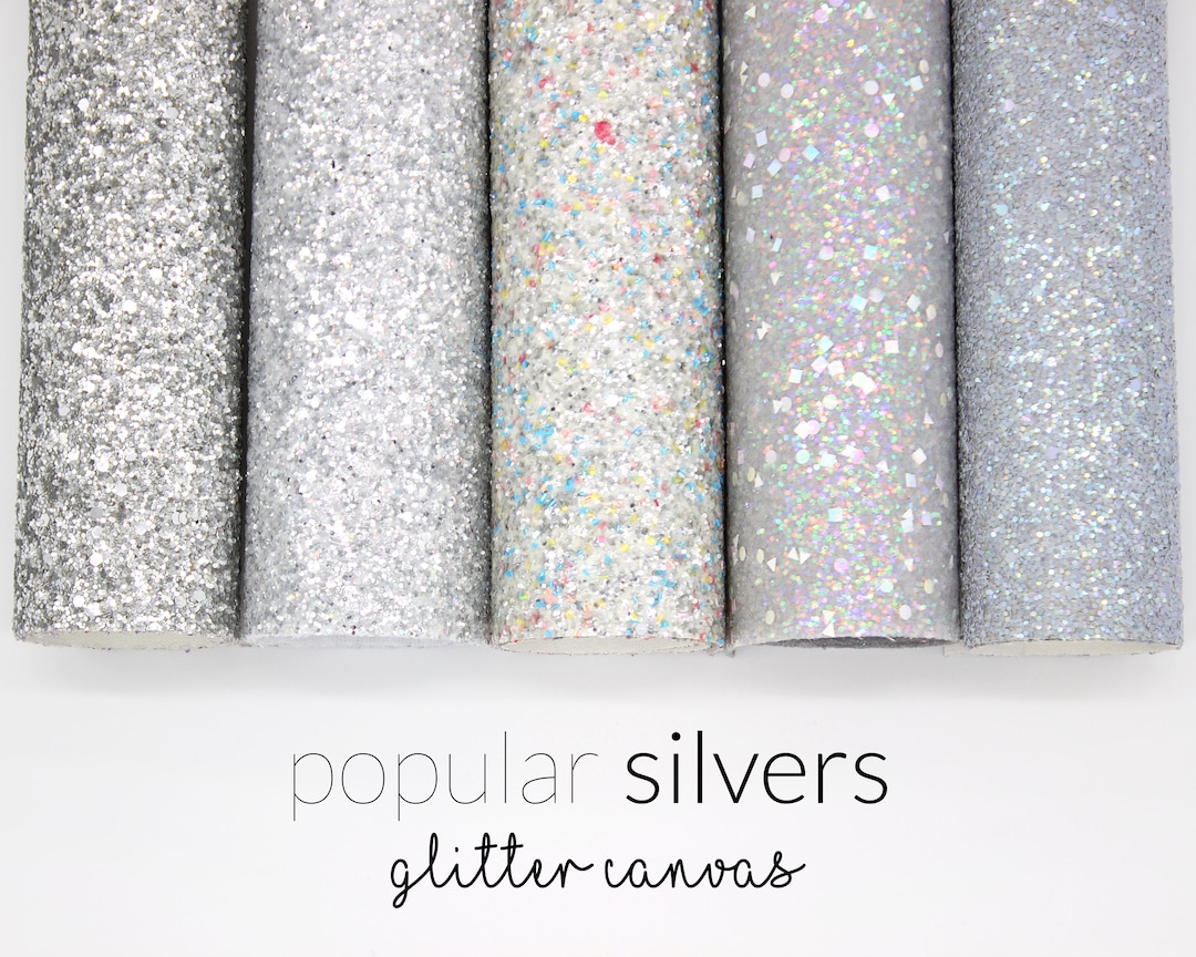 Popular SILVERS Chunky Glitter Fabric | Silver Glitter Canvas | Glitter ...